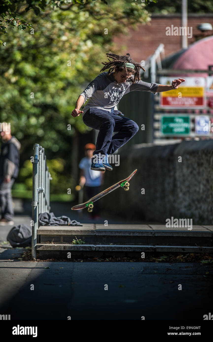 Teenage boys skateboarding on a summer afternoon UK Stock Photo - Alamy