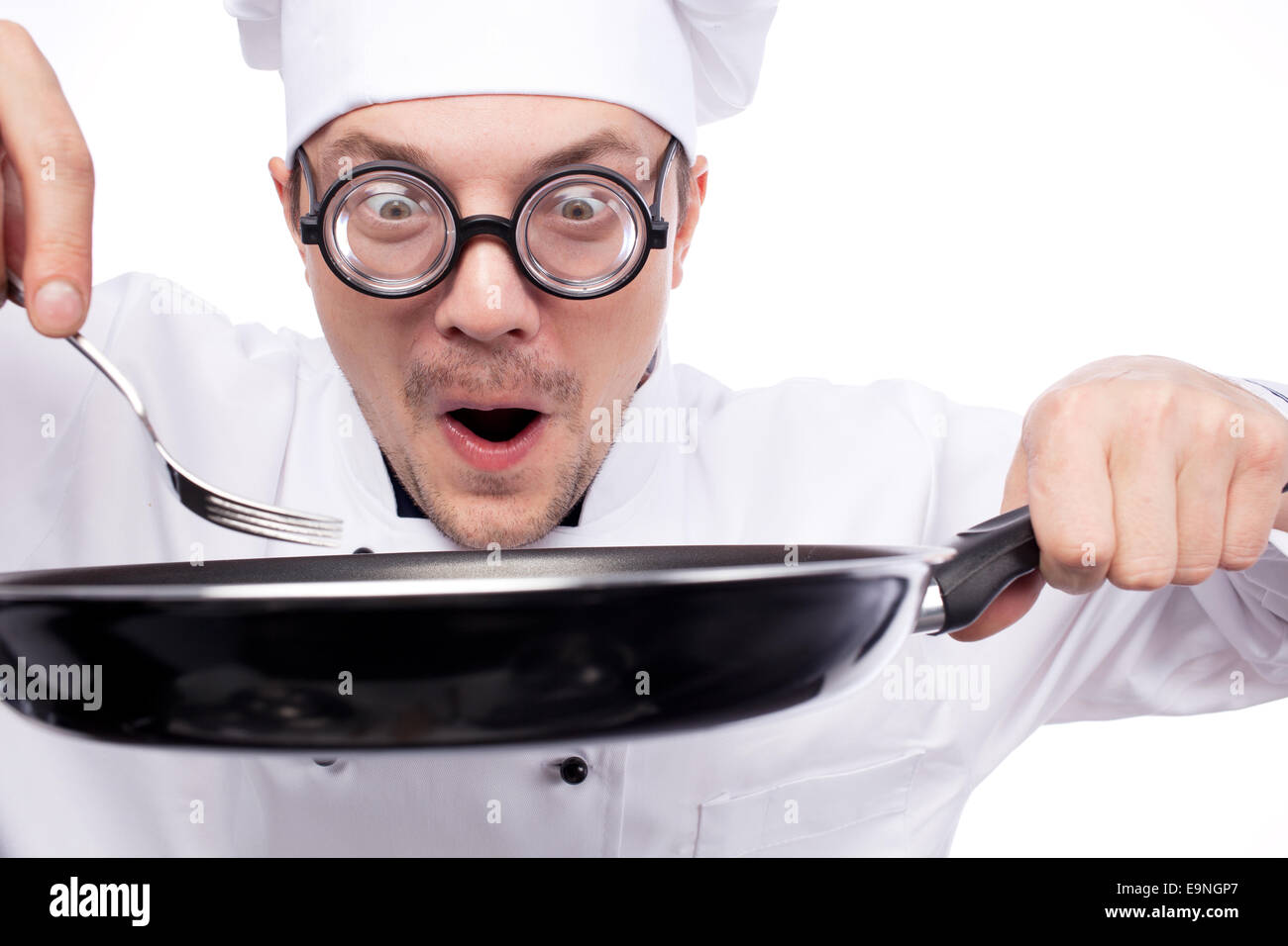 chef holding pan Stock Photo - Alamy