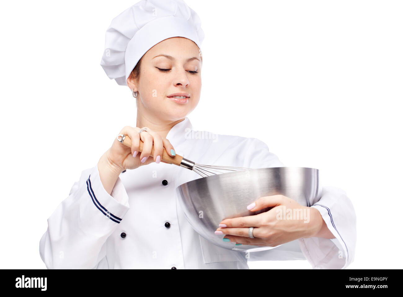 Female chef with whisk Stock Photo - Alamy