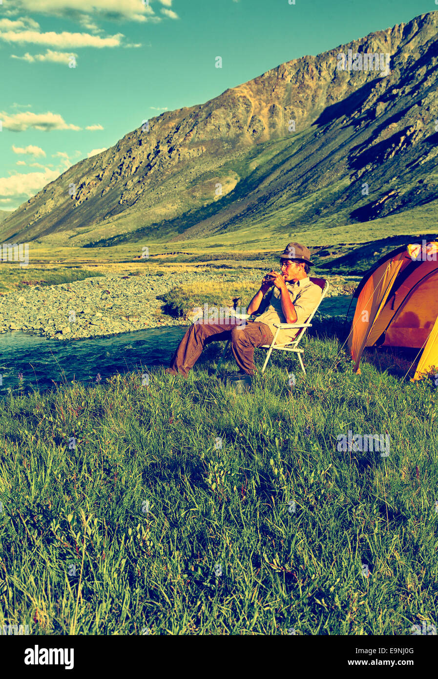 Tourist tent camp in altai hi-res stock photography and images - Alamy