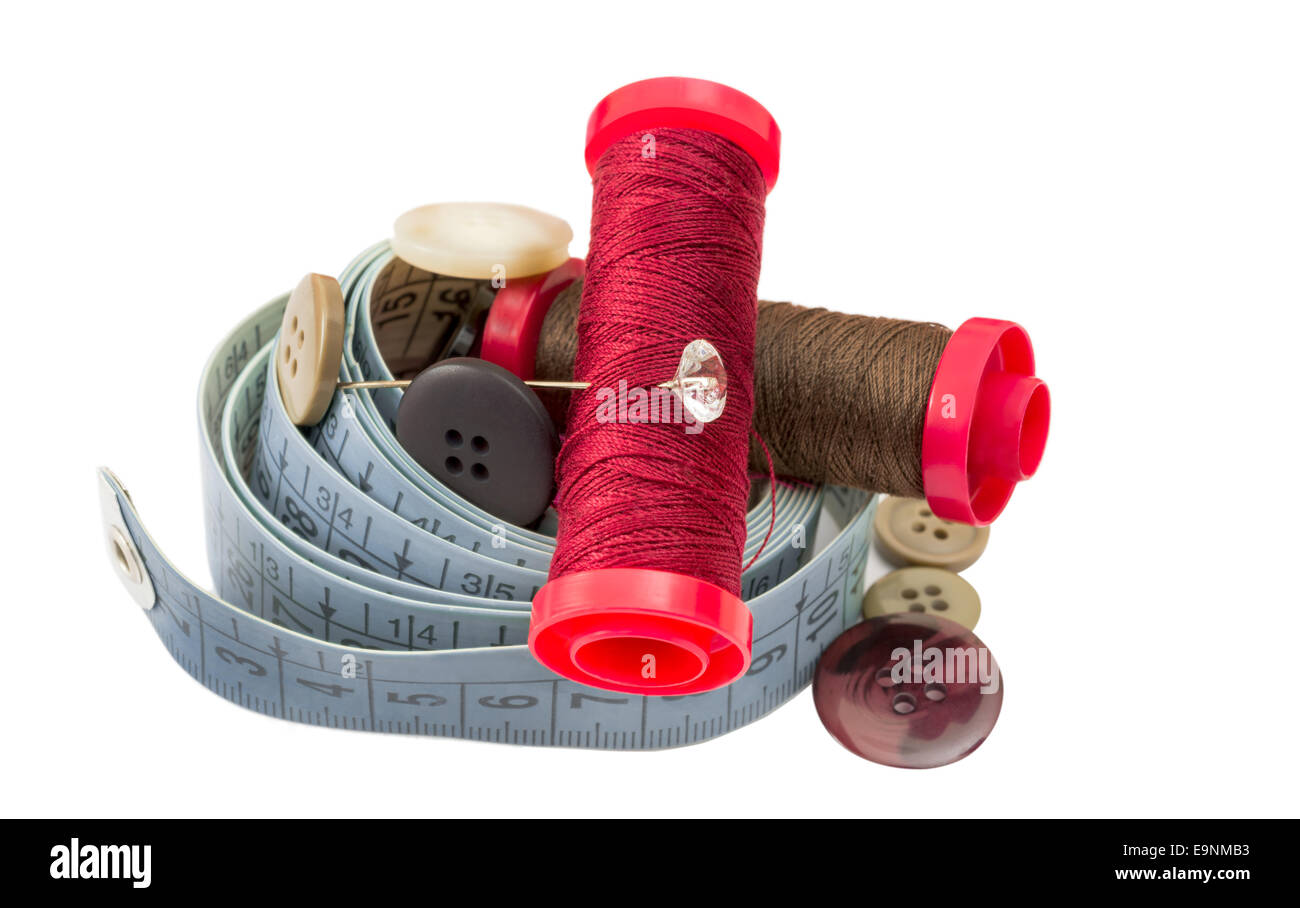 detail sewing object on white background Stock Photo - Alamy
