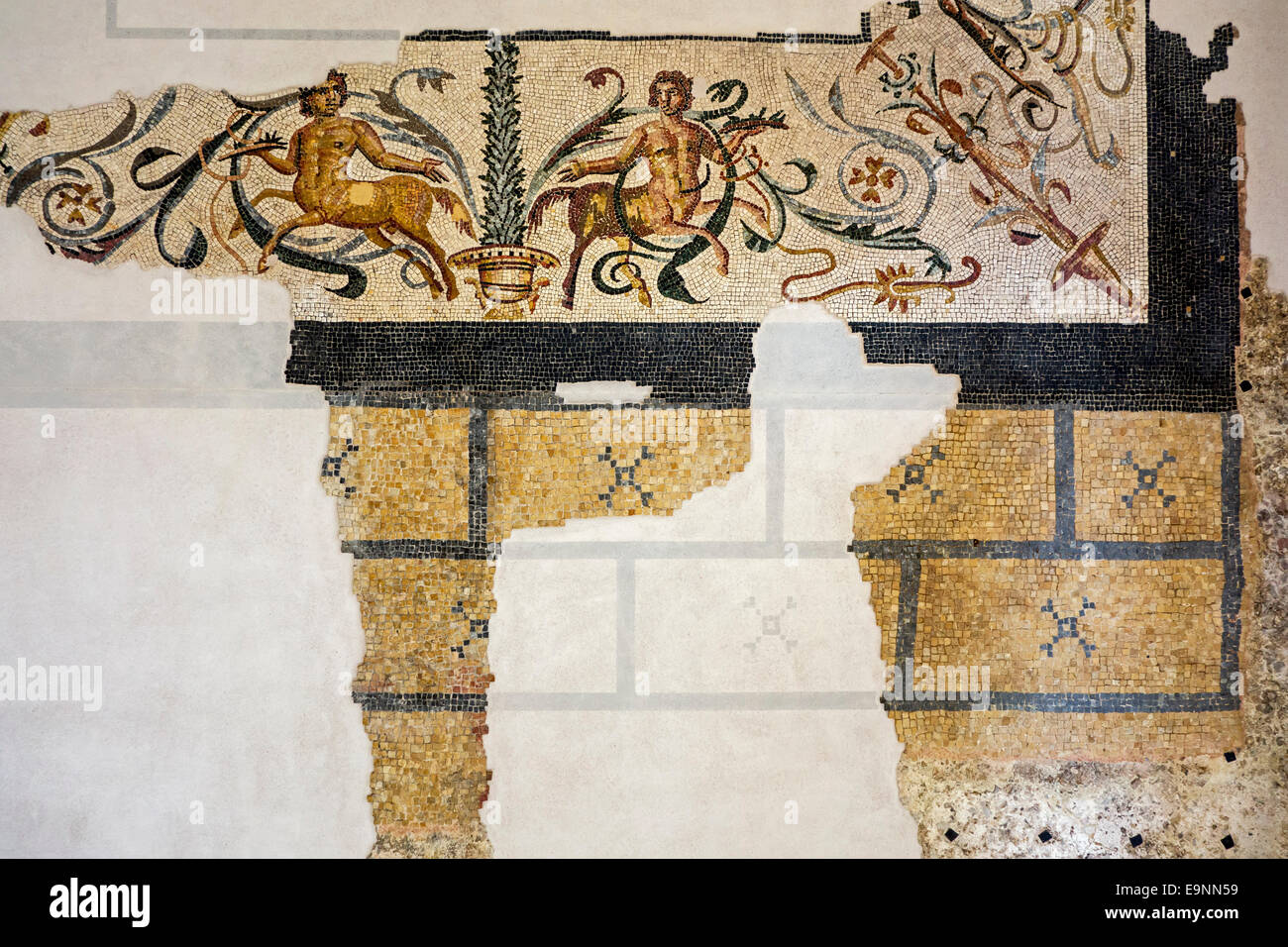 Roman mosaic showing centaurs, mythological creatures with the head ...