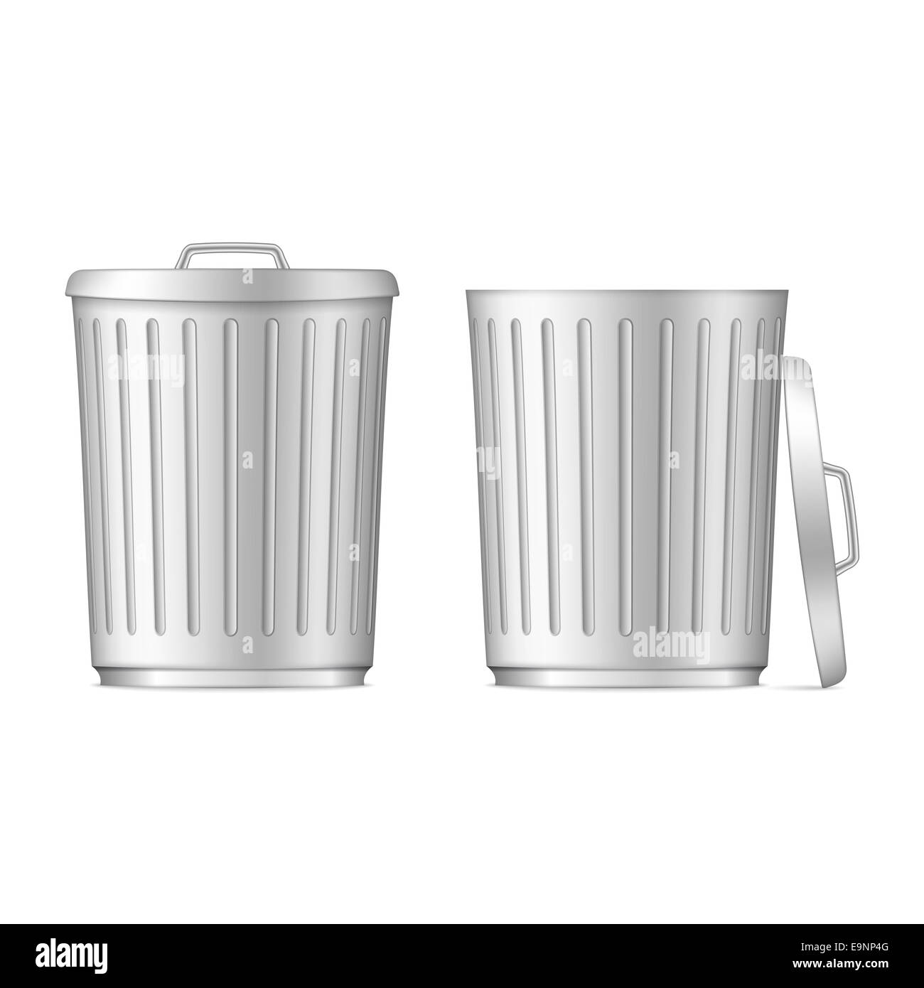 Trash cans on white background Stock Photo - Alamy