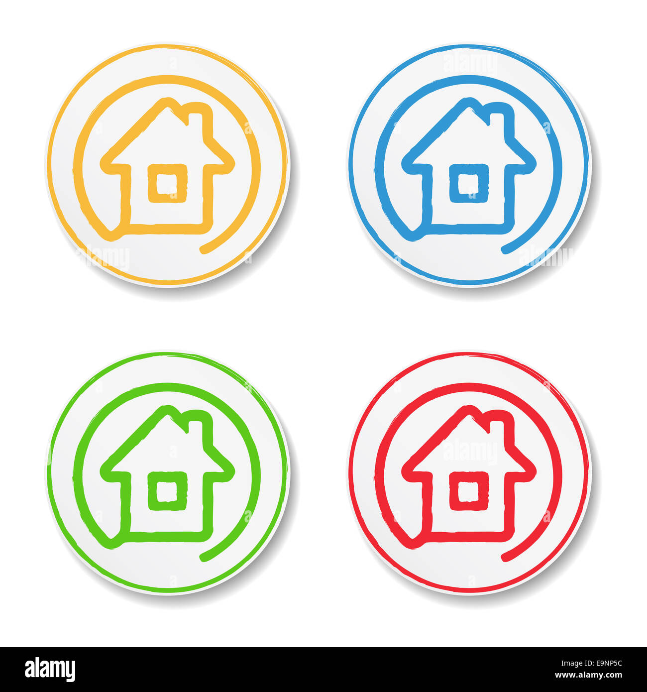 Stickers with house icon Stock Photo - Alamy