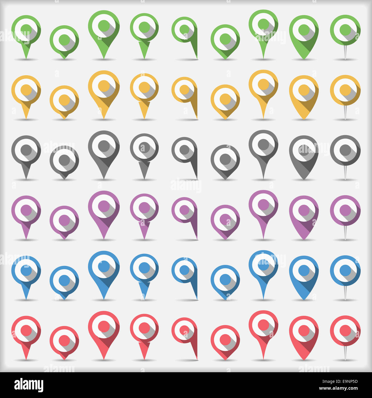 Collection of flat map markers Stock Photo - Alamy