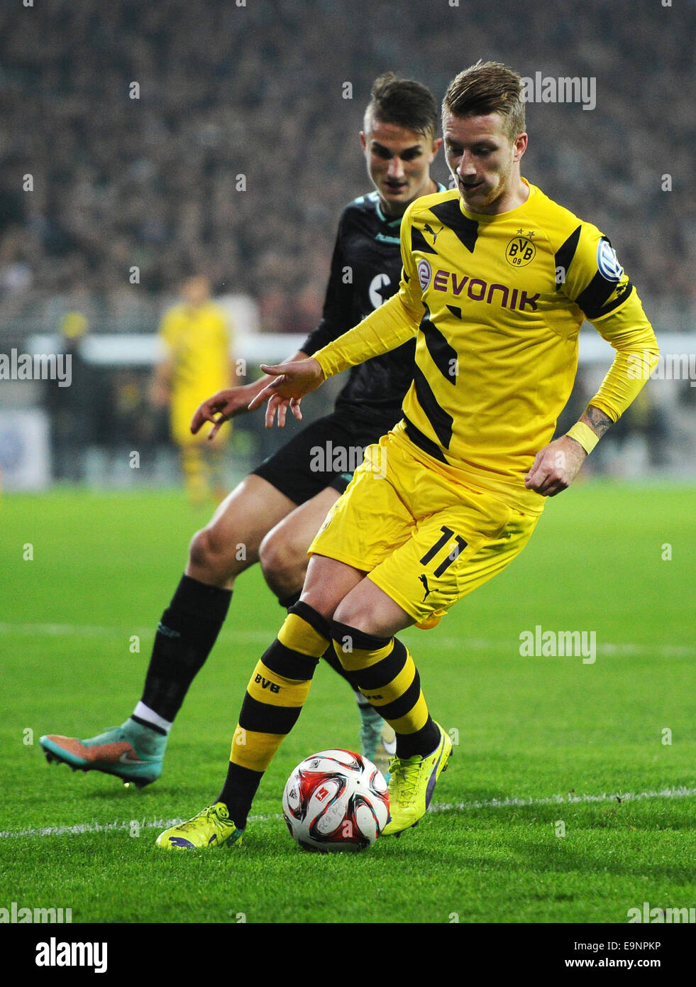 St. Pauli's Philipp Ziereis (l) and Dortmund's Marco Reus in action ...