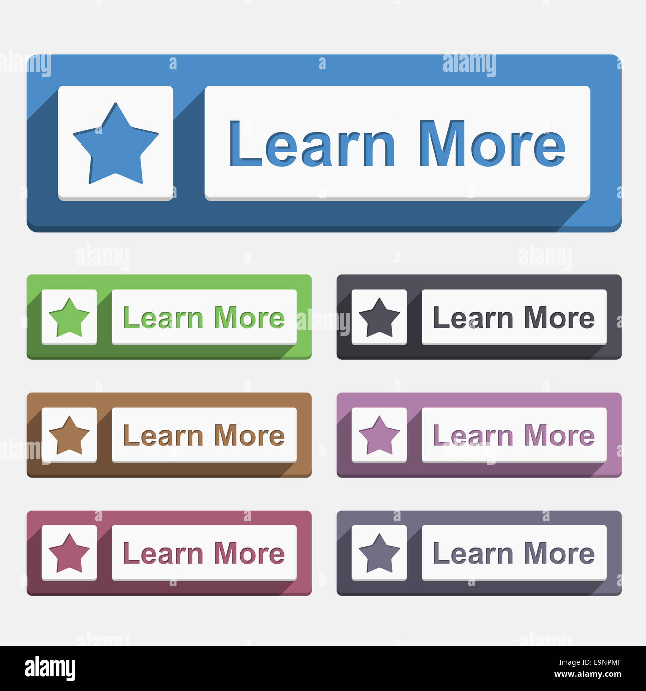 Learn more button, flat design Stock Photo - Alamy