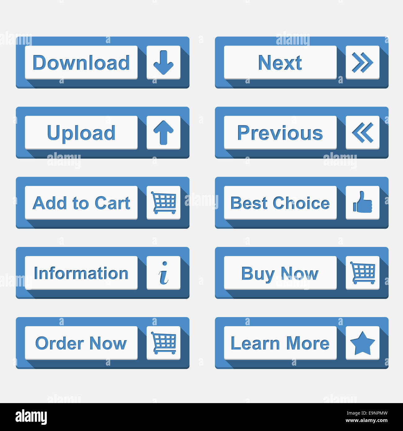 Buttons set, flat design Stock Photo - Alamy