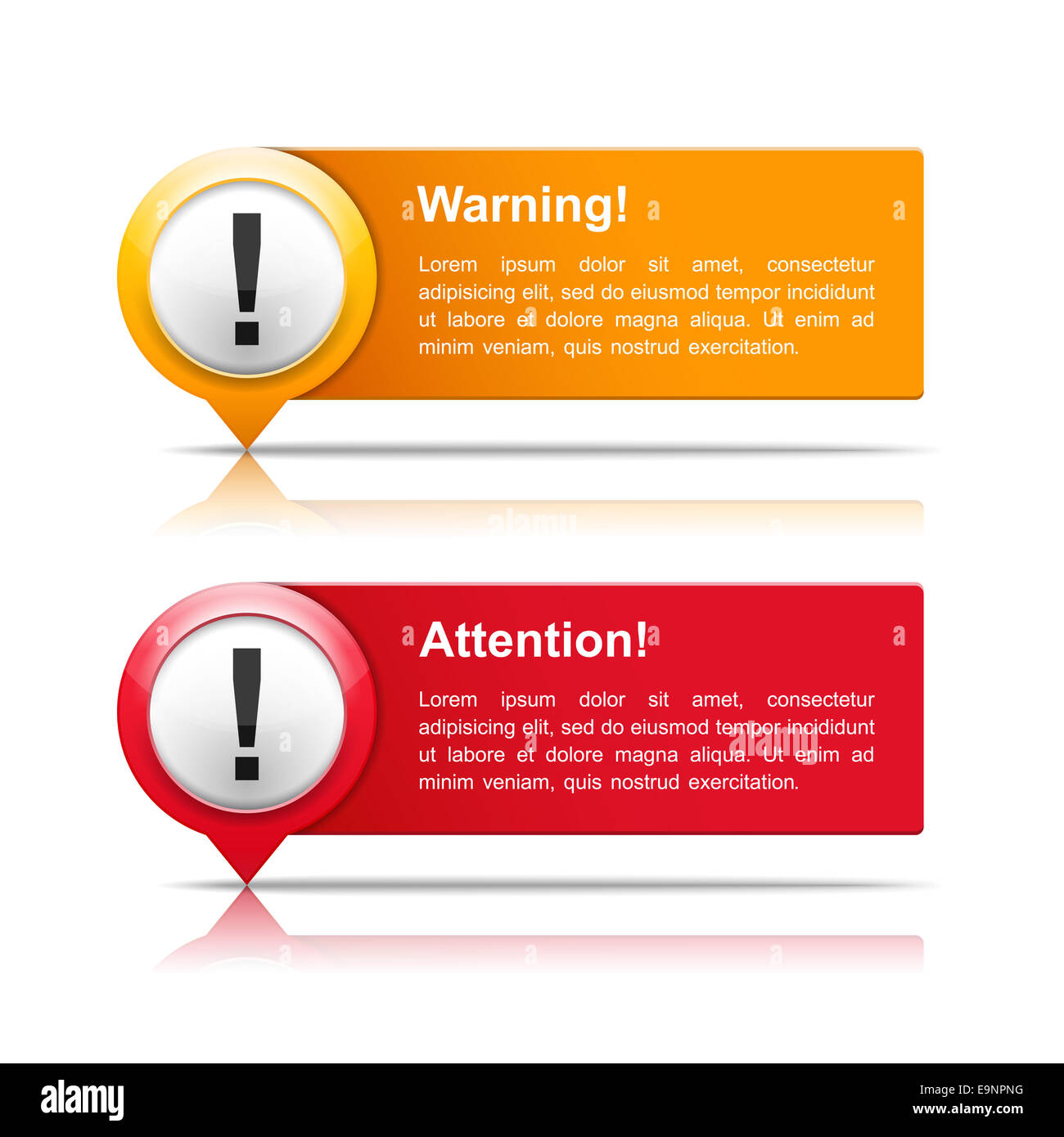 Attention and warning banners with exclamation marks Stock Photo - Alamy