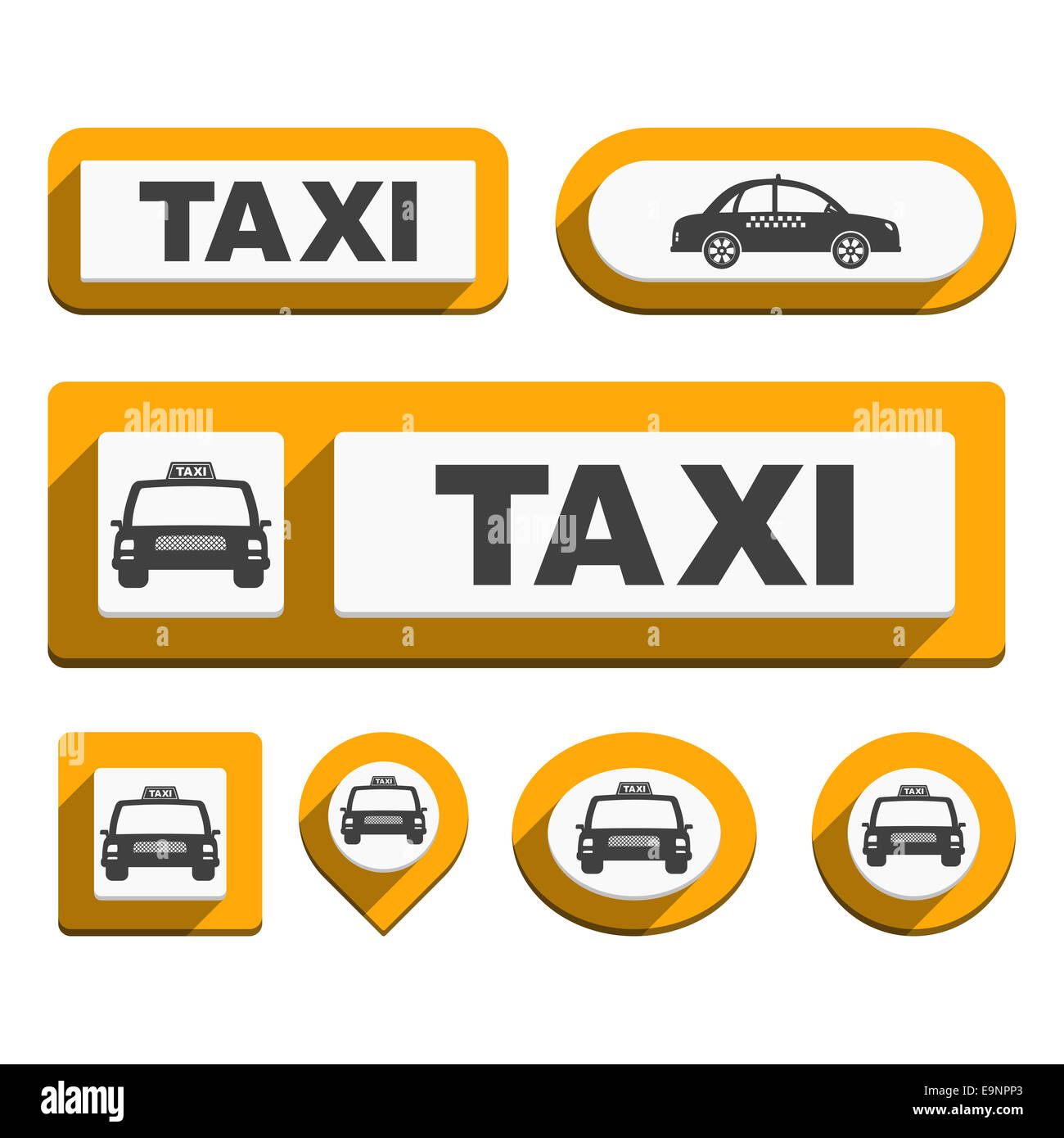 Set of taxi icons and buttons, flat design Stock Photo - Alamy