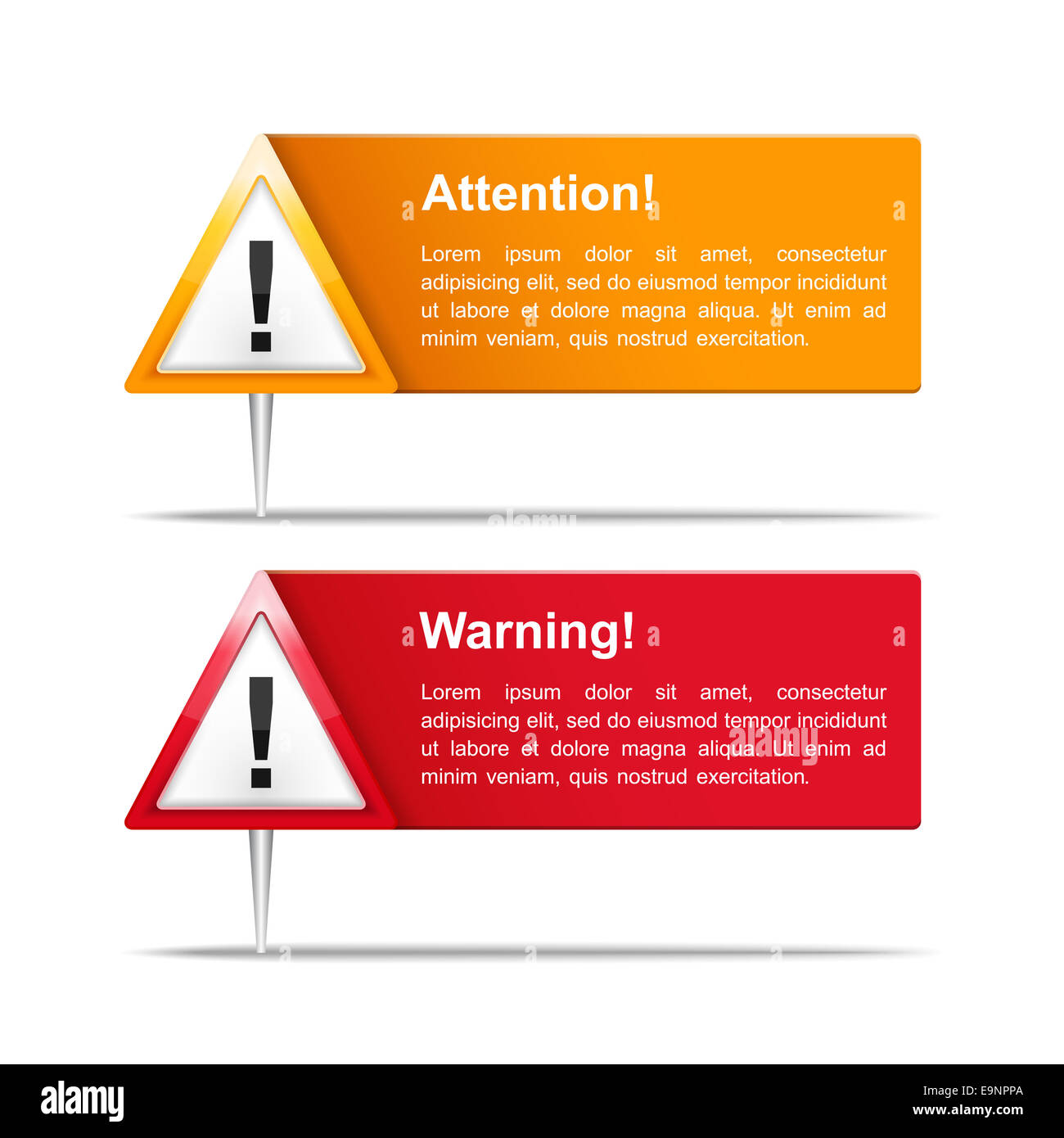 Attention and warning banners Stock Photo - Alamy