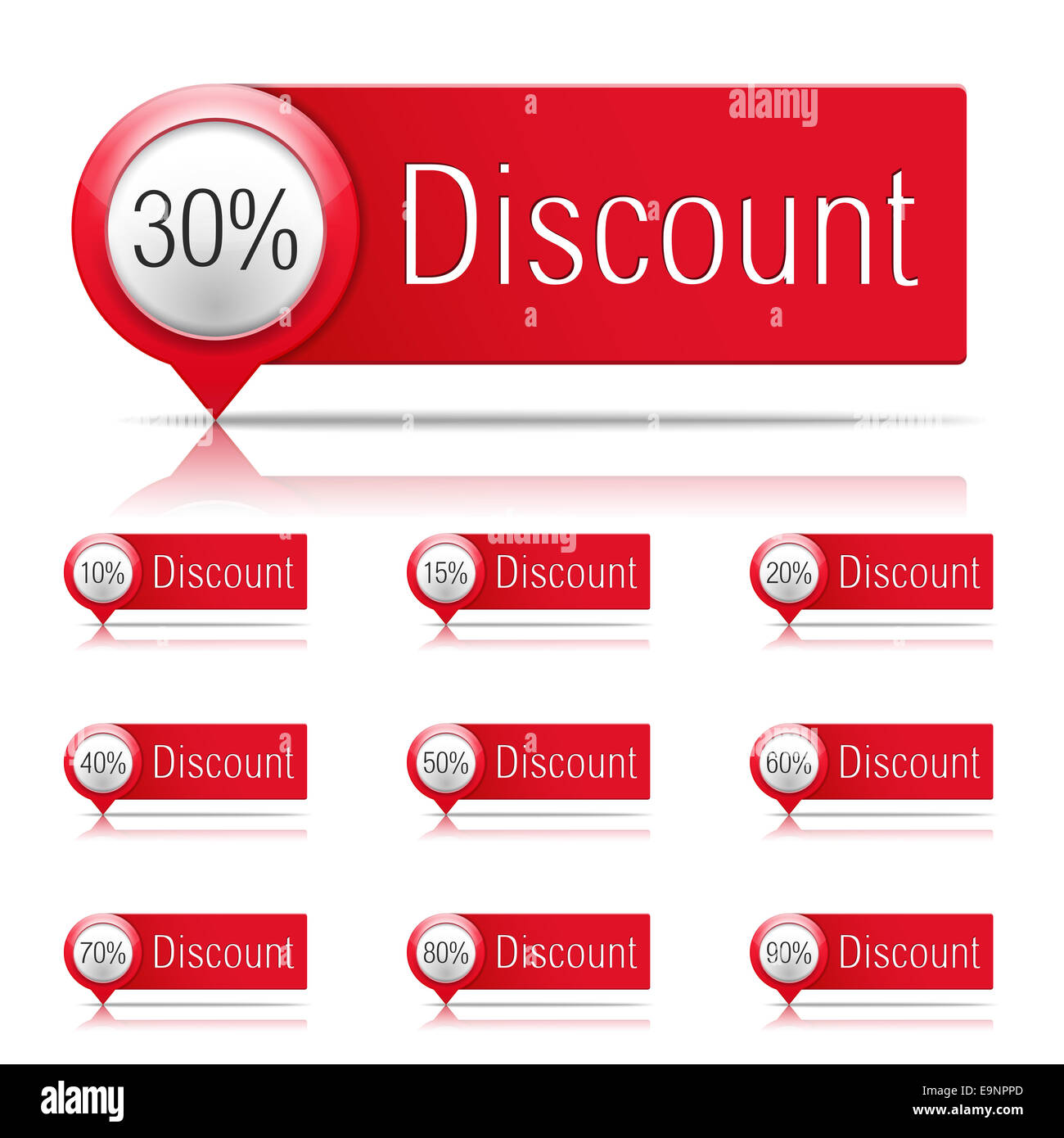 Set of red discounts Stock Photo - Alamy
