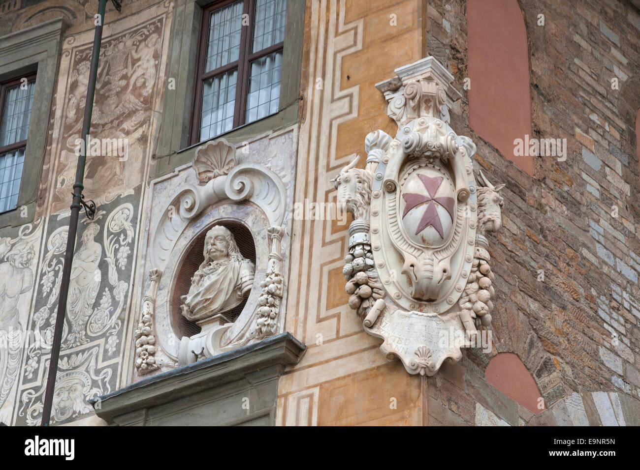 Medici coat of arms on building of University on Piazza dei Cavalieri ...
