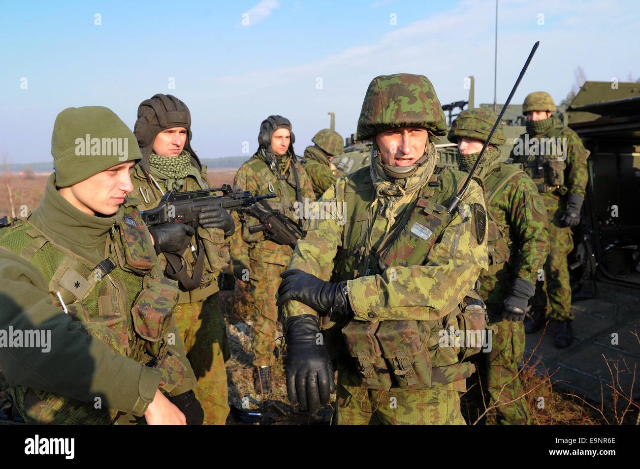 Vilnius. 30th Oct, 2014. Lithuanian soldiers take part in the military ...