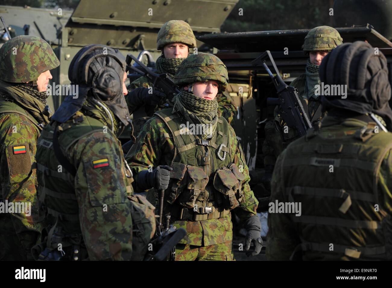 Vilnius. 30th Oct, 2014. Lithuanian soldiers take part in the military ...