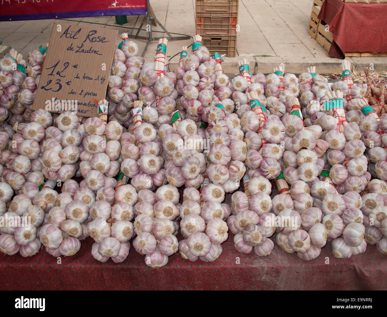 Garlic Stall in French Market Stock Photo - Alamy