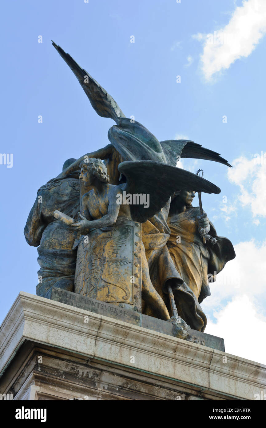 A huge sculpture erected outside the Victor Emmanuel II white building ...