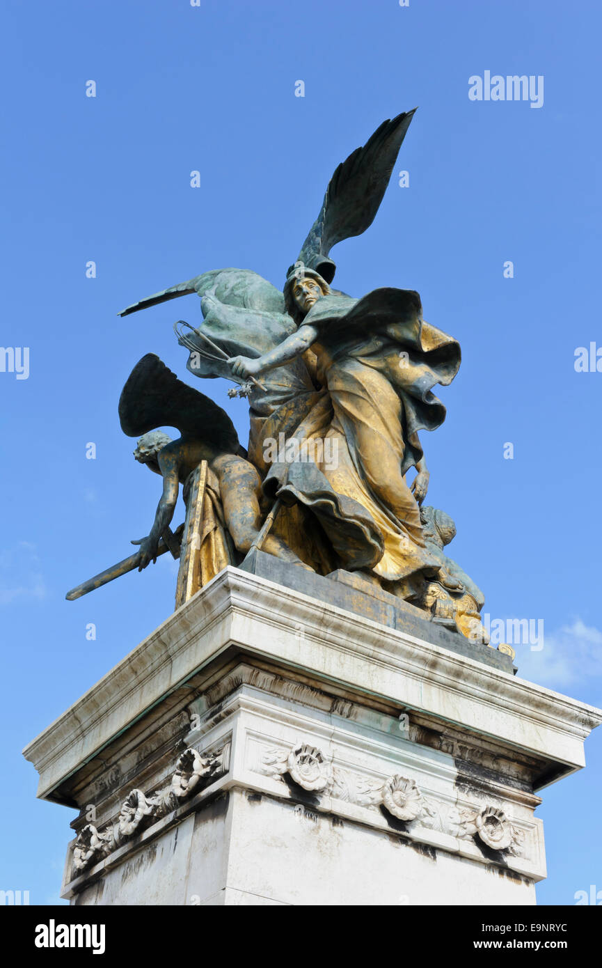 A huge sculpture erected outside the Victor Emmanuel II white building ...