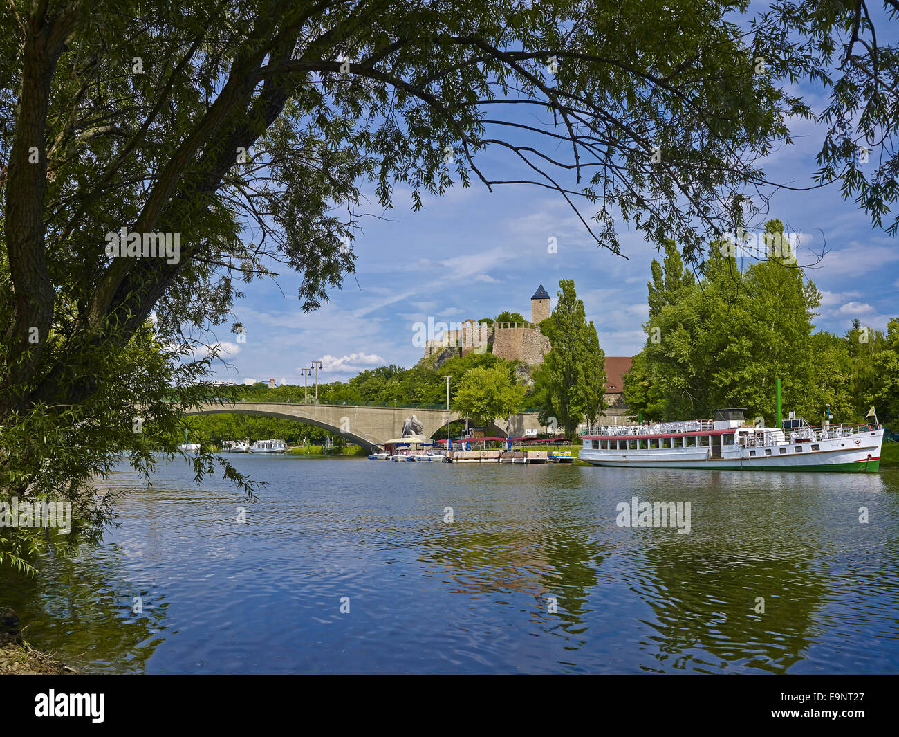 Saale river with Giebichenstein Castle in Halle, Germany Stock Photo ...