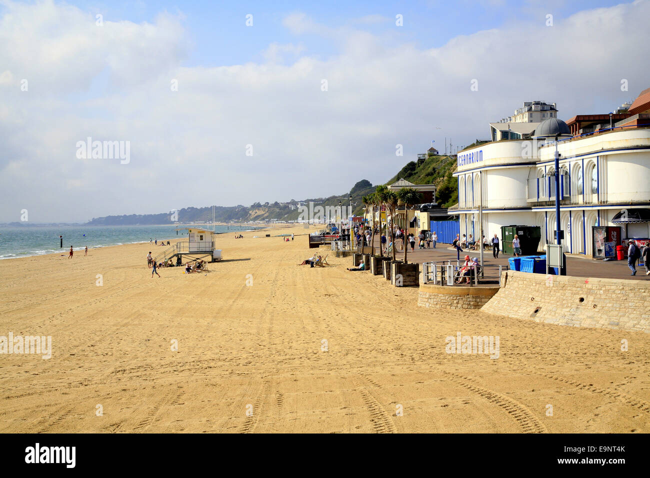 The beach and the promenade taken from the pier at Bournemouth, Doset ...