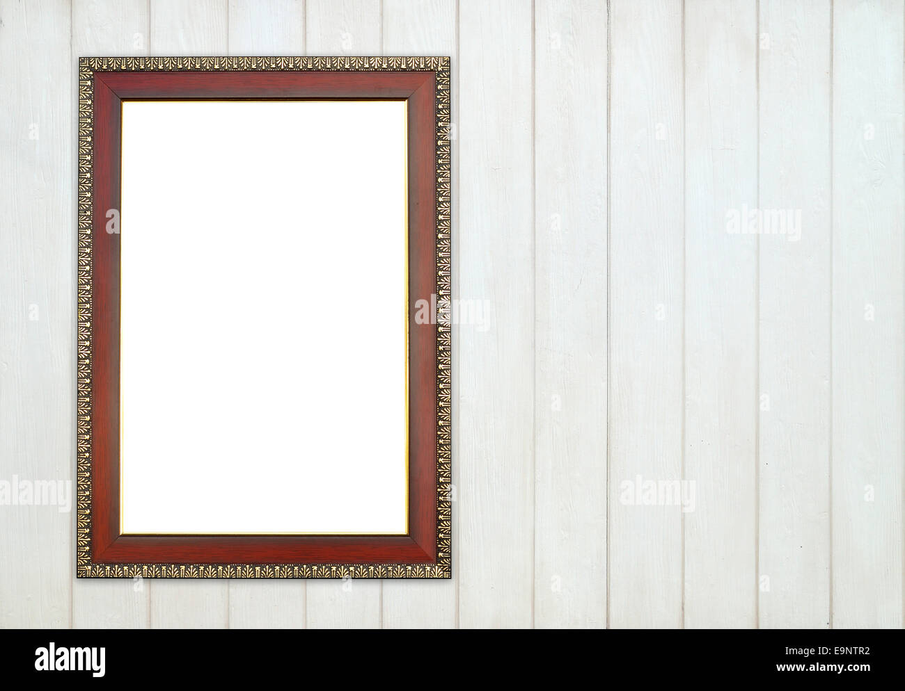 blank wood frame on wood wall background Stock Photo - Alamy