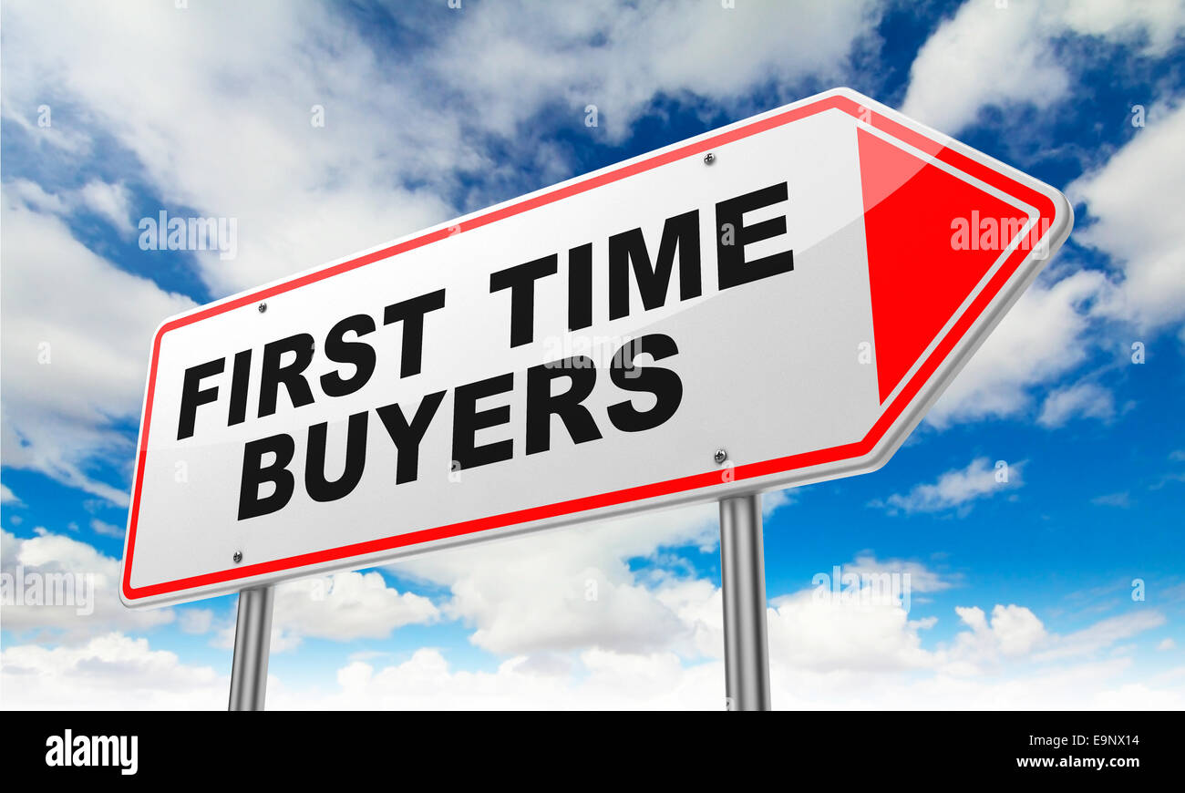 First Time Buyers on Red Road Sign Stock Photo - Alamy