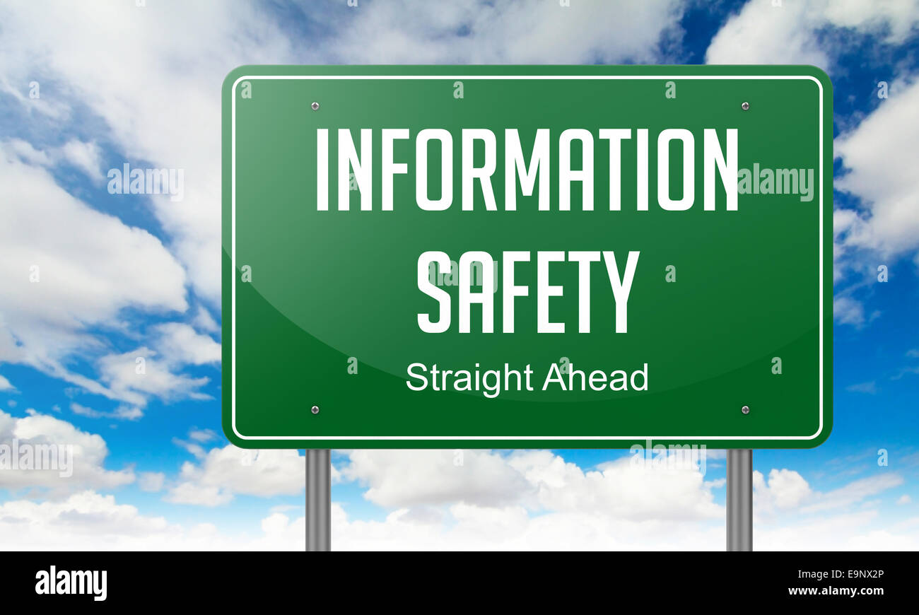 Information Safety on Highway Signpost Stock Photo - Alamy