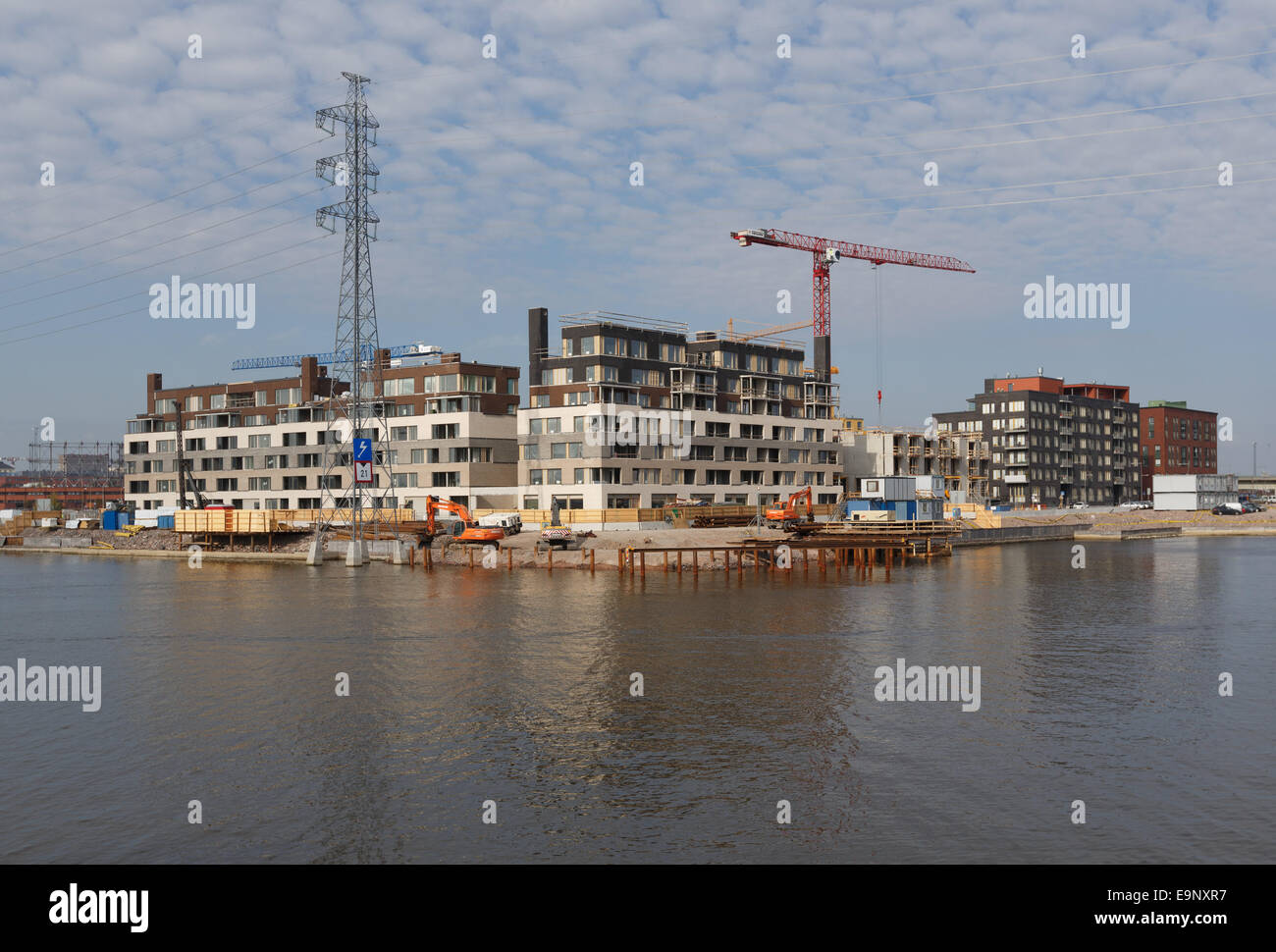 Waterfront of the Kalasatama residential and office district under ...