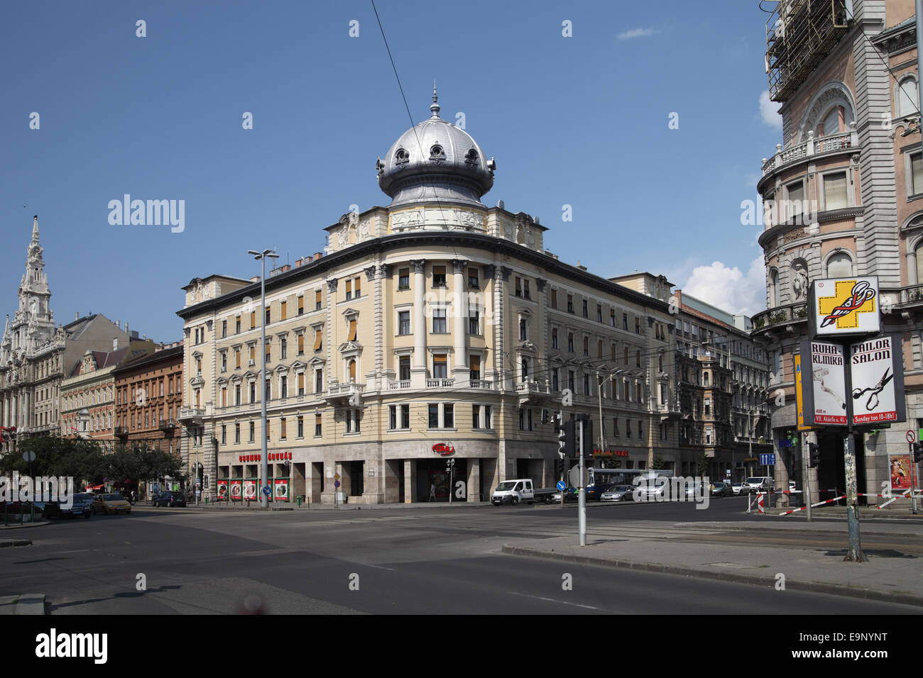 Budapest, Hungary, Street view building with dome roof Stock Photo - Alamy