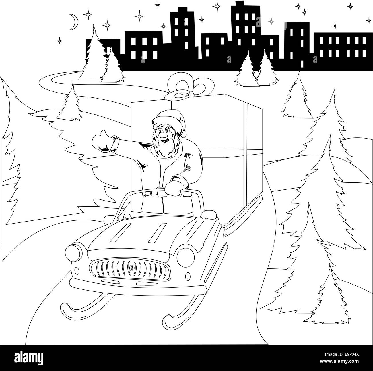 Car winter fun Black and White Stock Photos & Images - Alamy