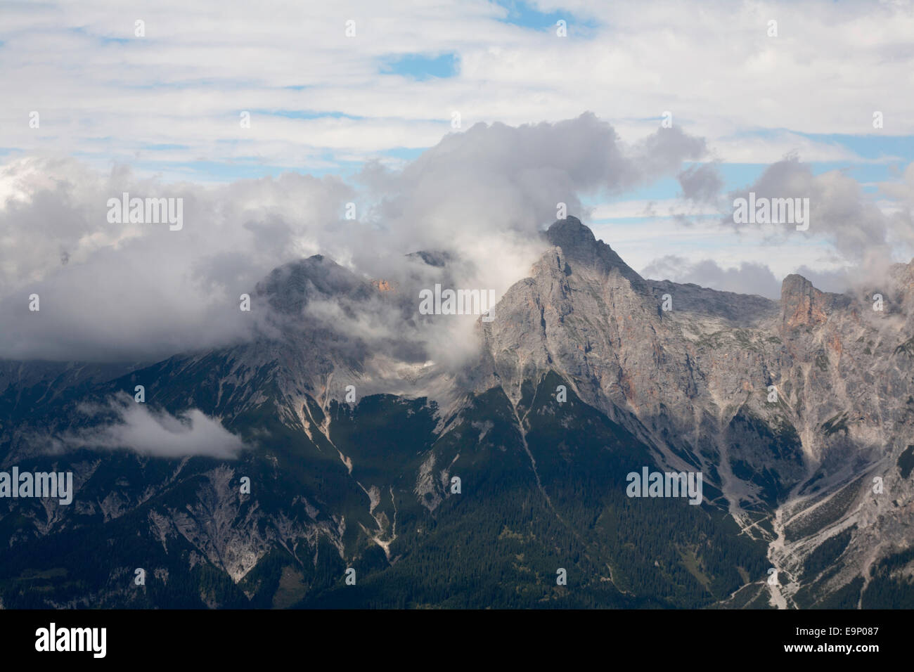 Storm clouds passing over the summits The Steineres Meer Alps above ...