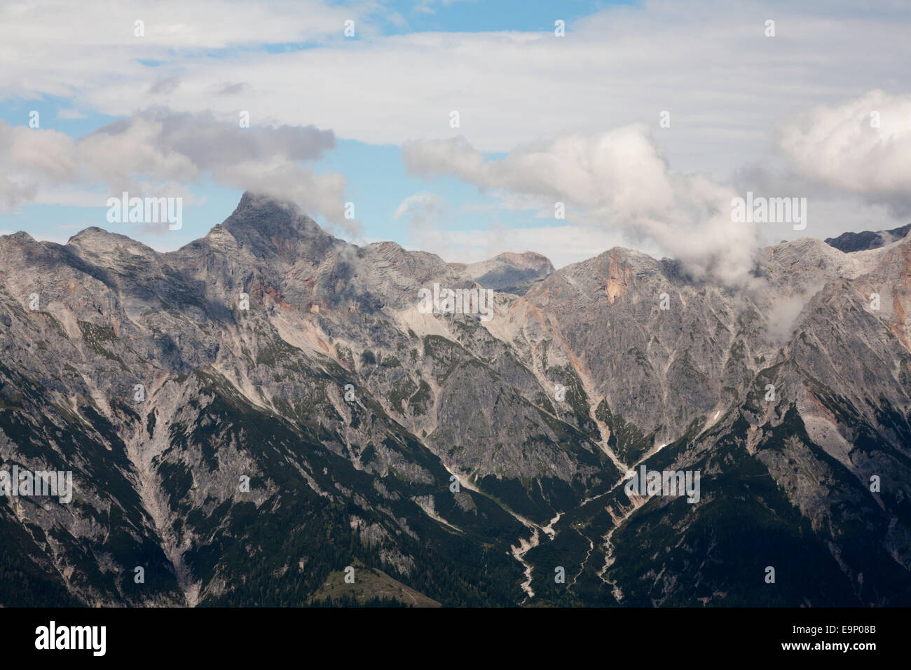 Storm clouds passing over the summits The Steineres Meer Alps above ...