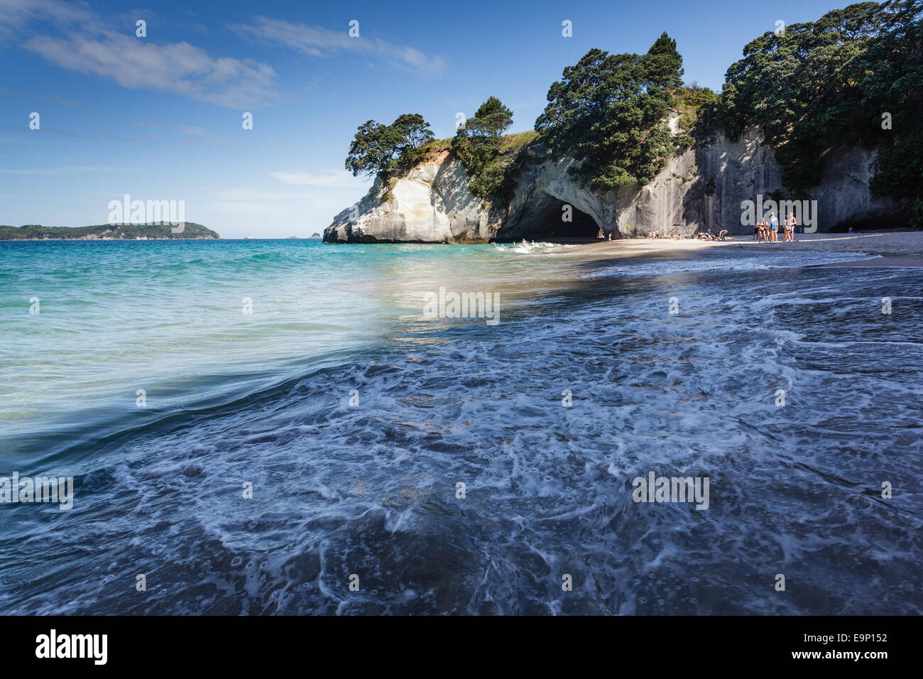 Cathedral Cove Coromandel New Zealand Beach Blue Sky Sea Sand Cave ...