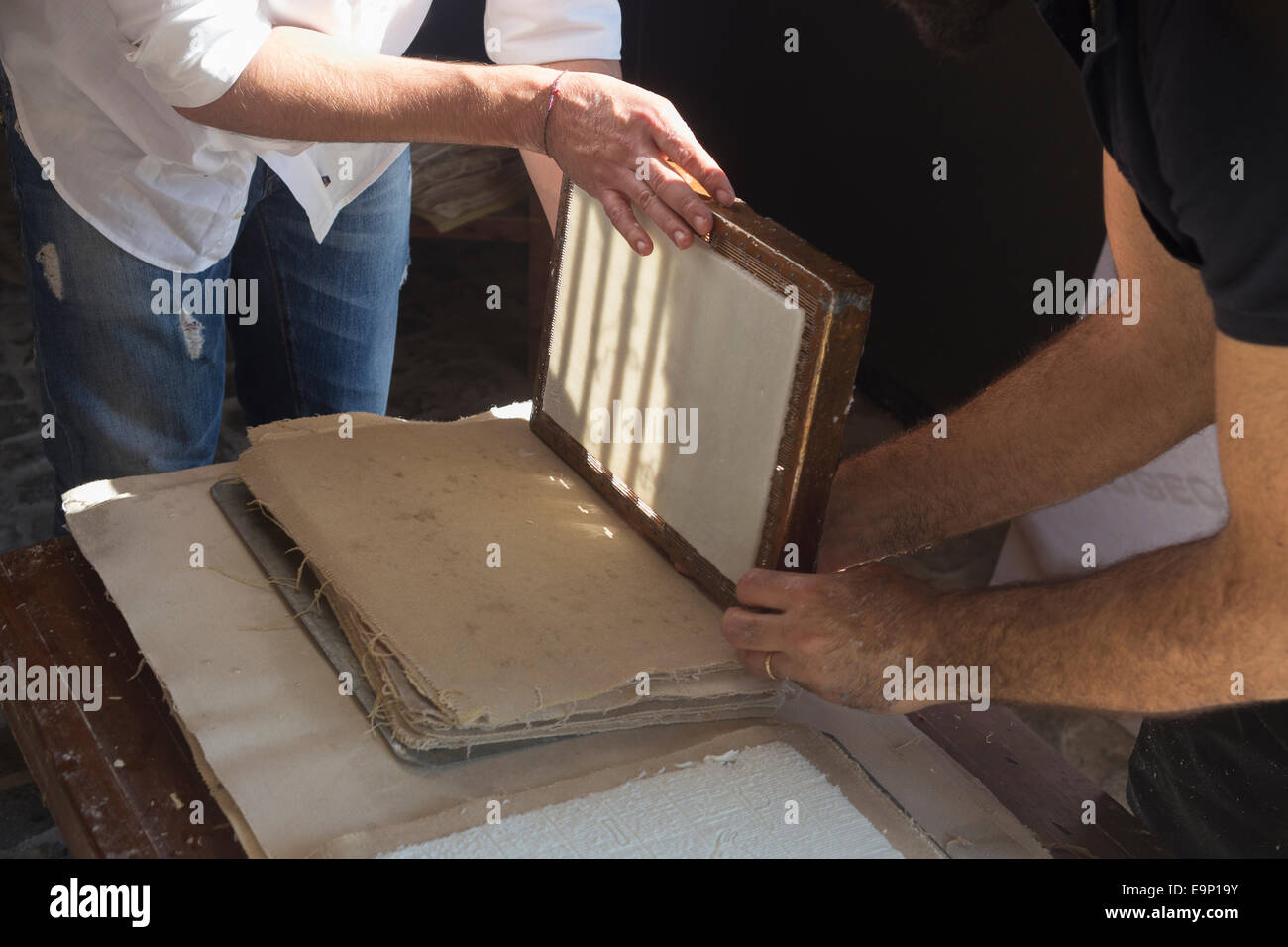 Cotton paper handmade ancient technique Stock Photo - Alamy