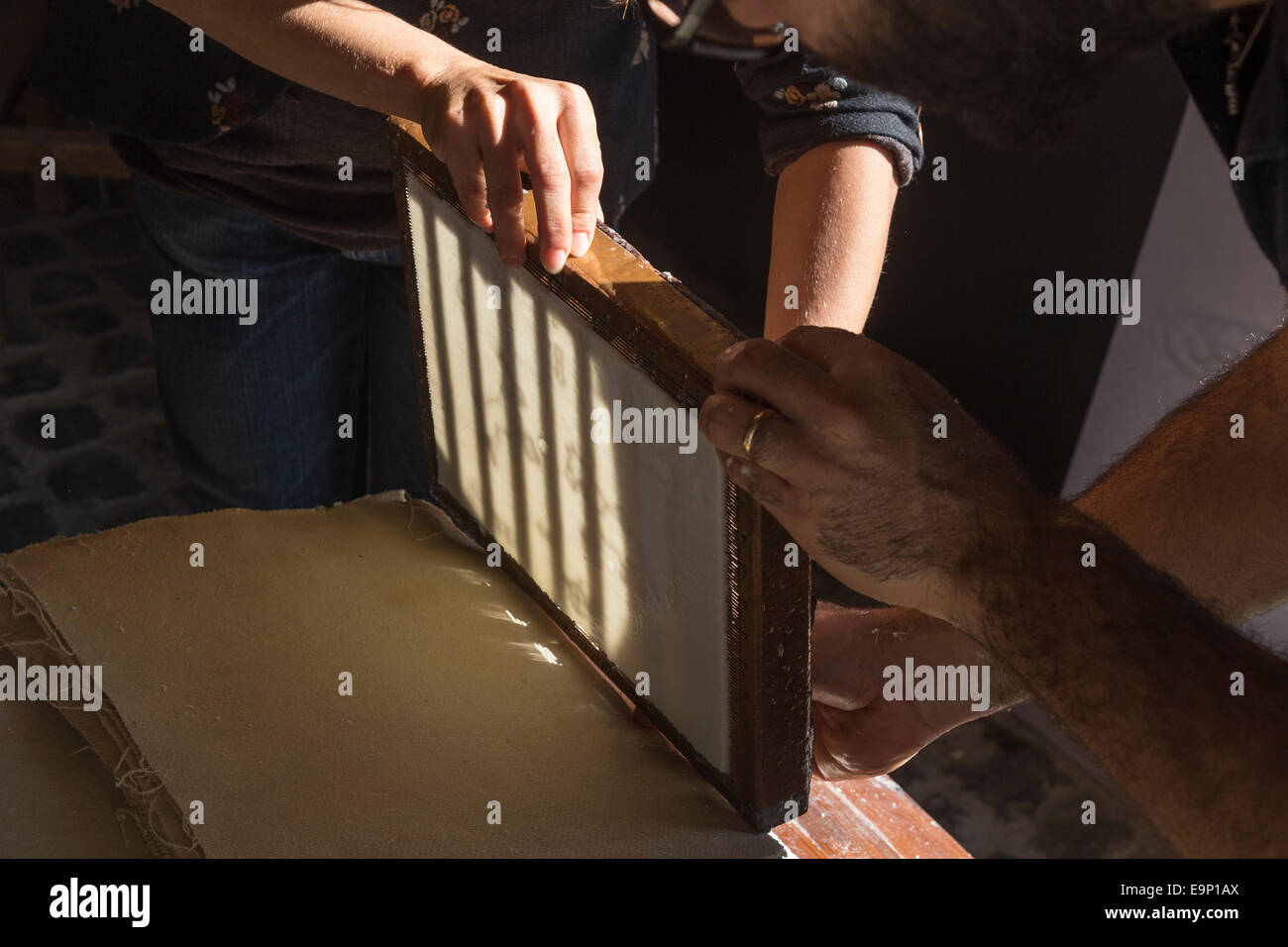 Cotton paper handmade ancient technique Stock Photo - Alamy