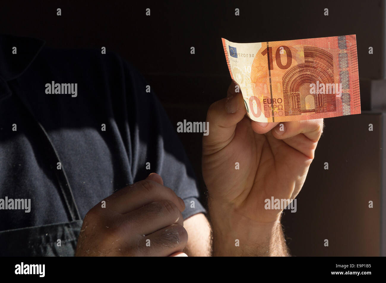 Ten Euro banknote counterlight, copy space Stock Photo - Alamy