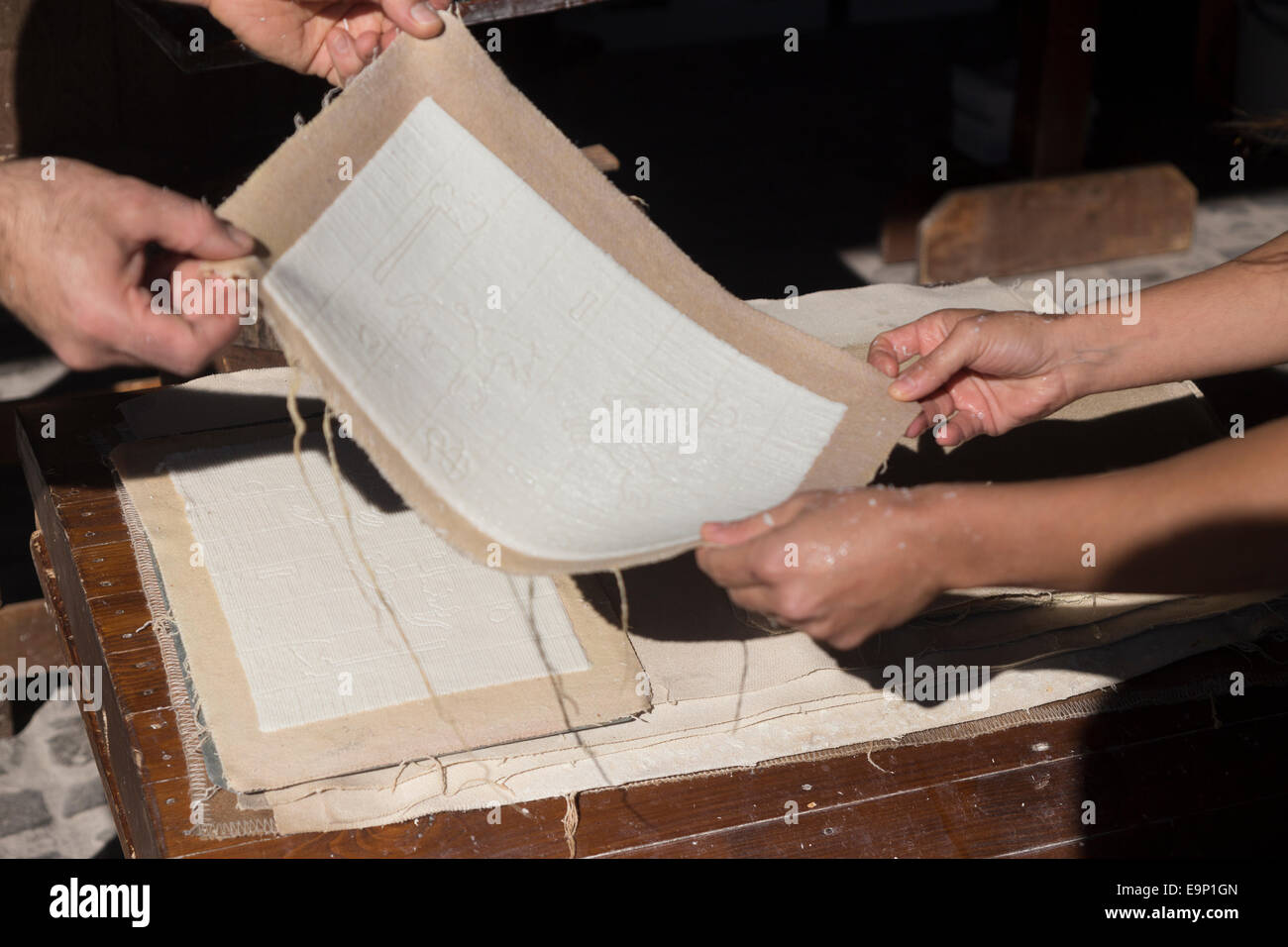 Cotton paper handmade ancient technique Stock Photo - Alamy