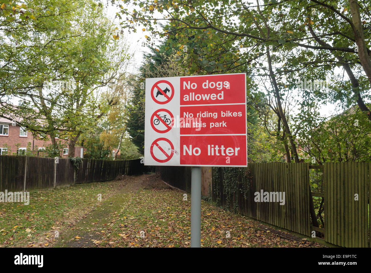 A sign in a kids park showing strict rules for its safety and up-keep ...