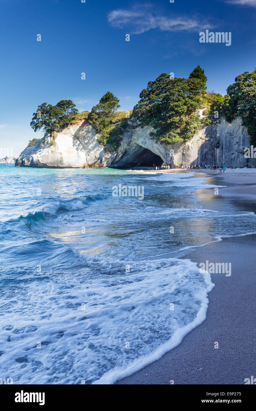Cathedral Cove Coromandel New Zealand Beach Blue Sky Sea Sand Cave ...