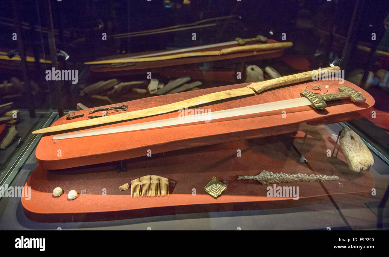 traditional Viking sword in the Lofotr Museum in the Lofoten Islands ...