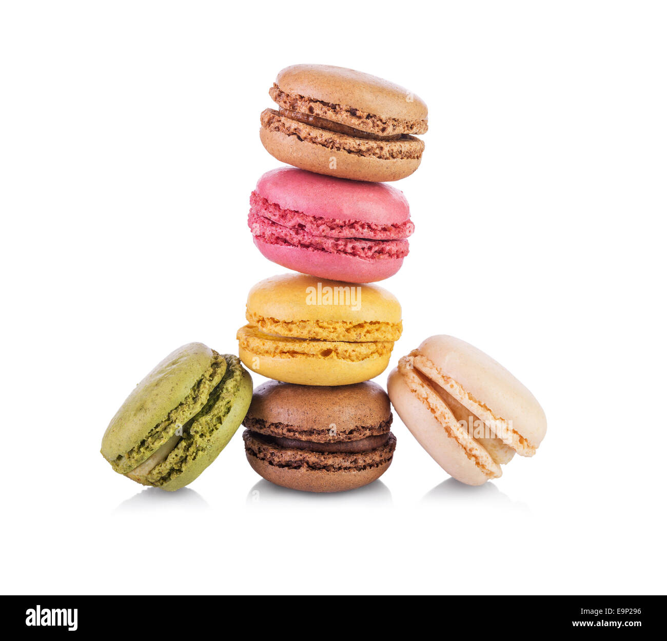 Colorful and tasty French Macarons on white background Stock Photo - Alamy