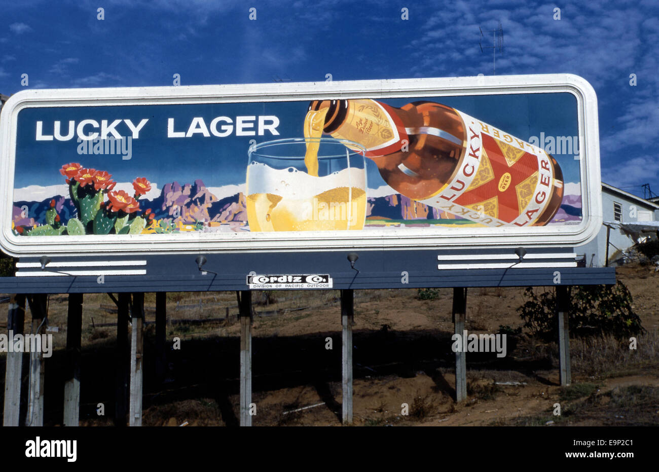 Lucky Lager beer billboard circa 1950s Stock Photo - Alamy