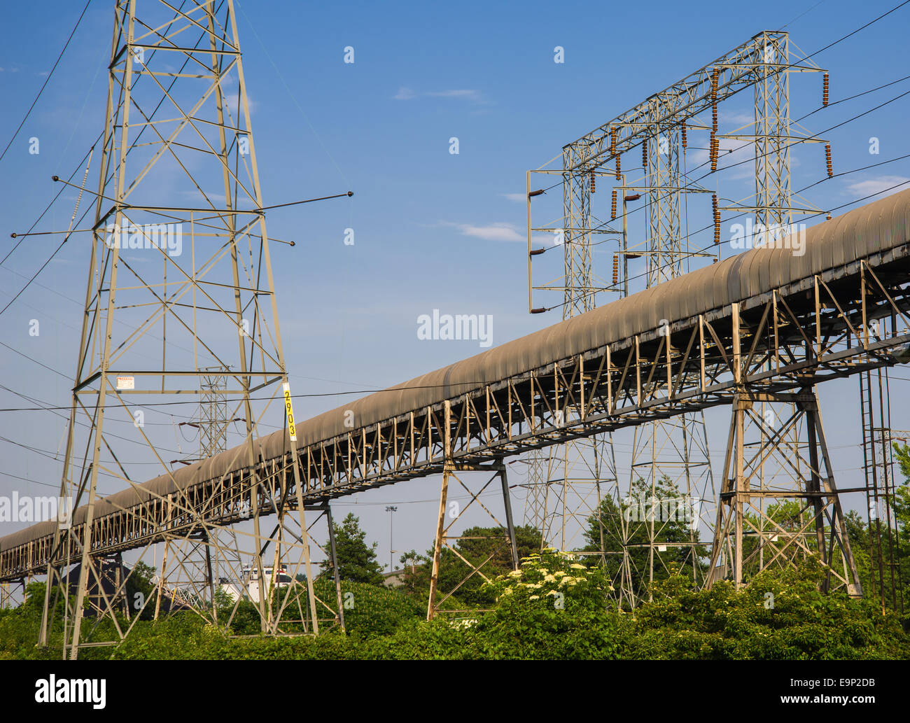 Erected power line structure for high voltage wires Stock Photo - Alamy