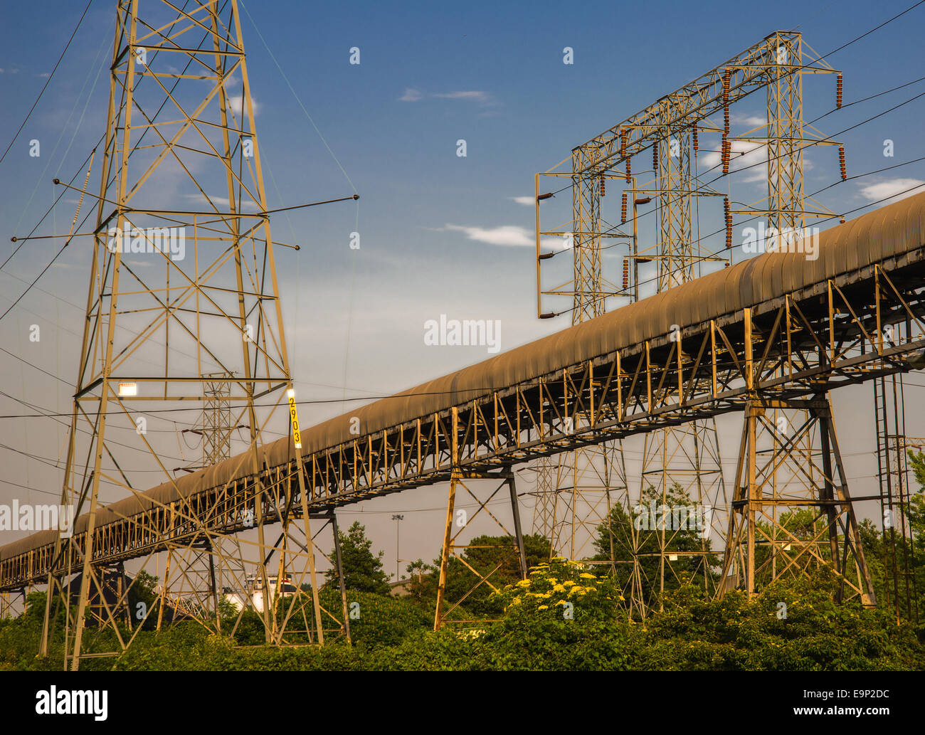 Erected power line structure for high voltage wires Stock Photo - Alamy