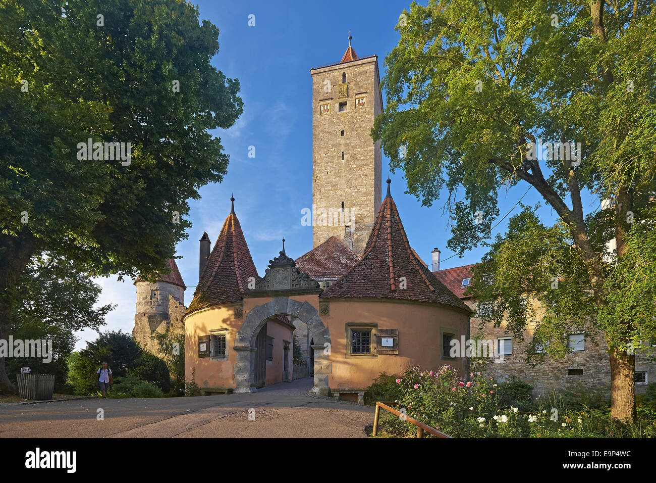 Castle gate and castle garden in rothenburg ob der tauber hi-res stock ...