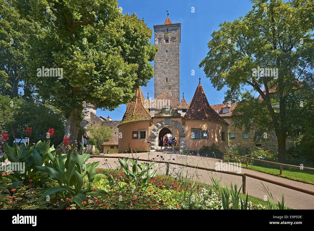 Burgtor gate at Castle Gardens in Rothenburg ob der Tauber, Bavaria ...