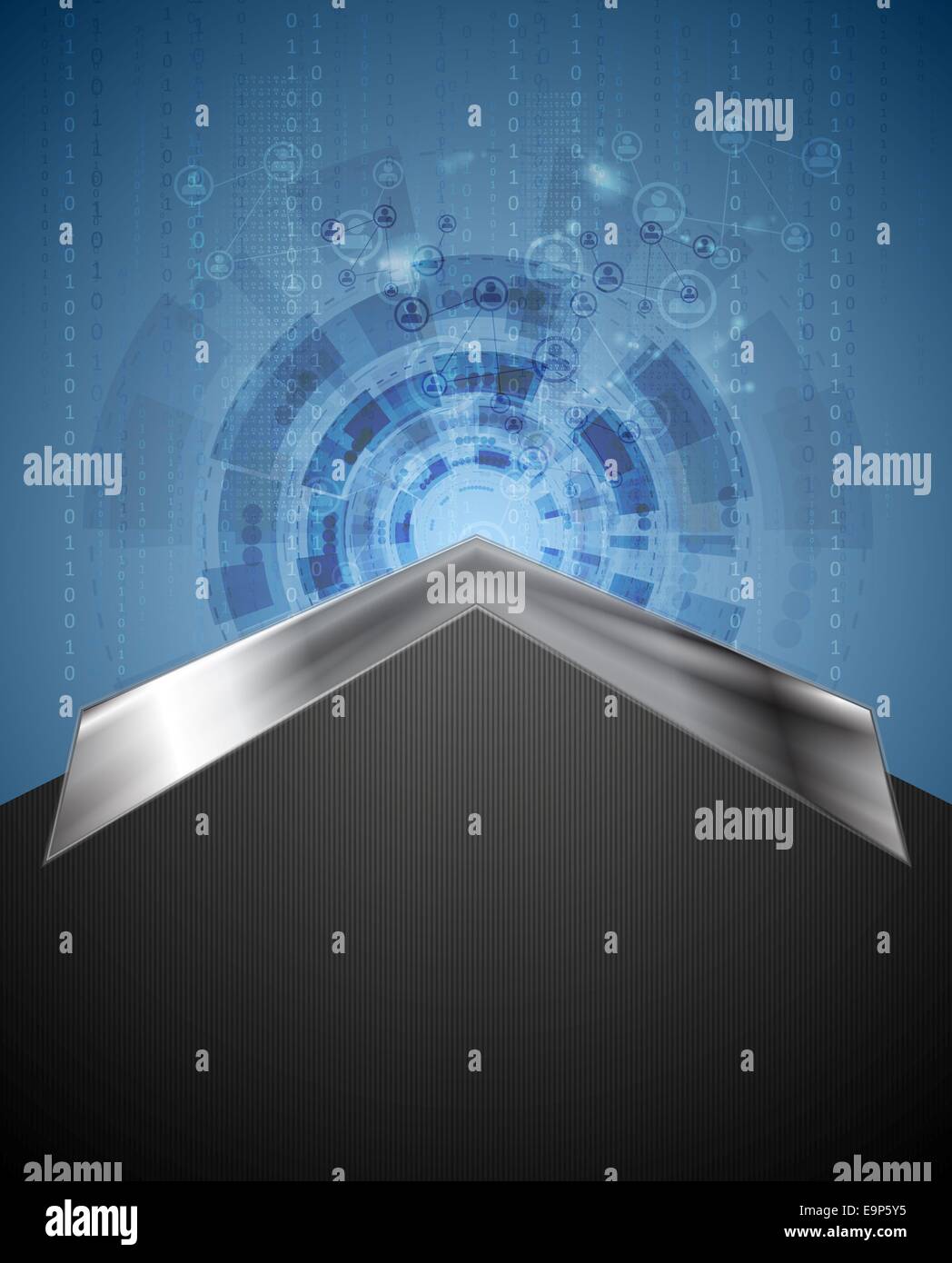 Concept tech background with metal arrow. Vector business flyer ...