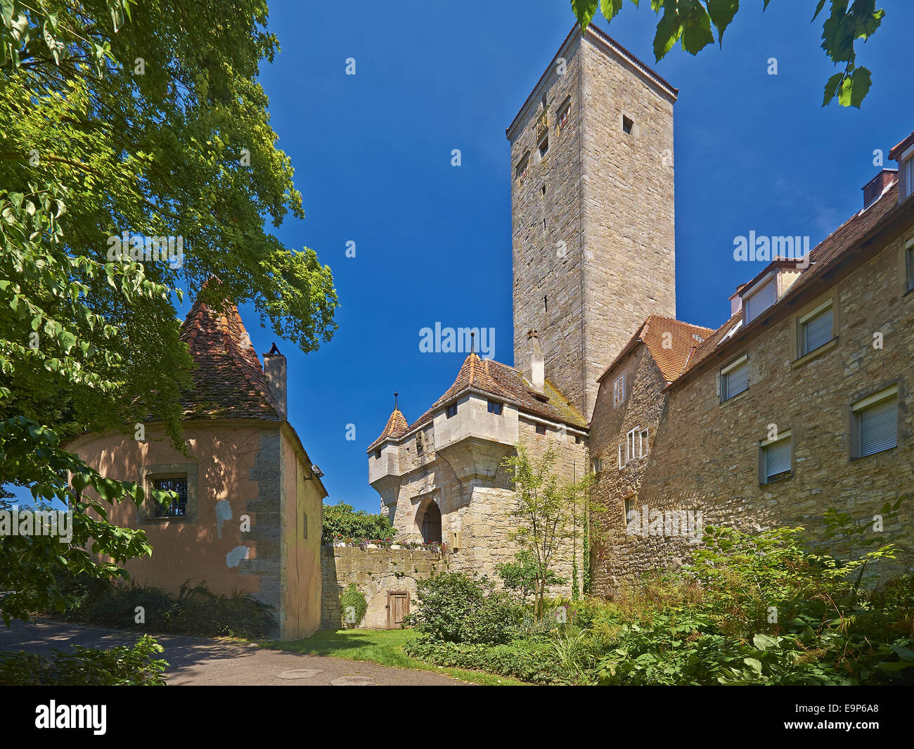 Castle gate and castle garden in rothenburg ob der tauber hi-res stock ...