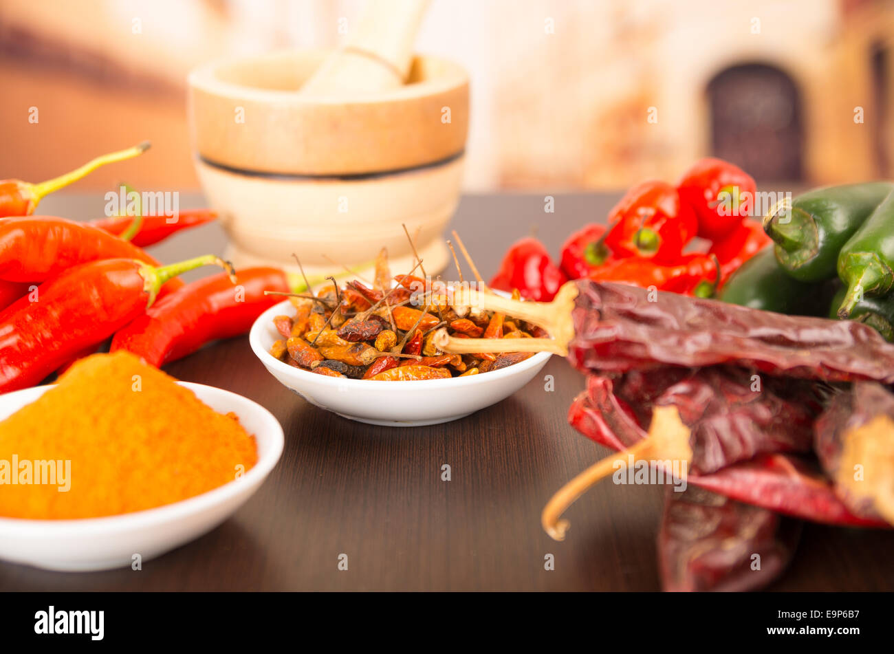 spicy chilli aji chili varieties Stock Photo - Alamy