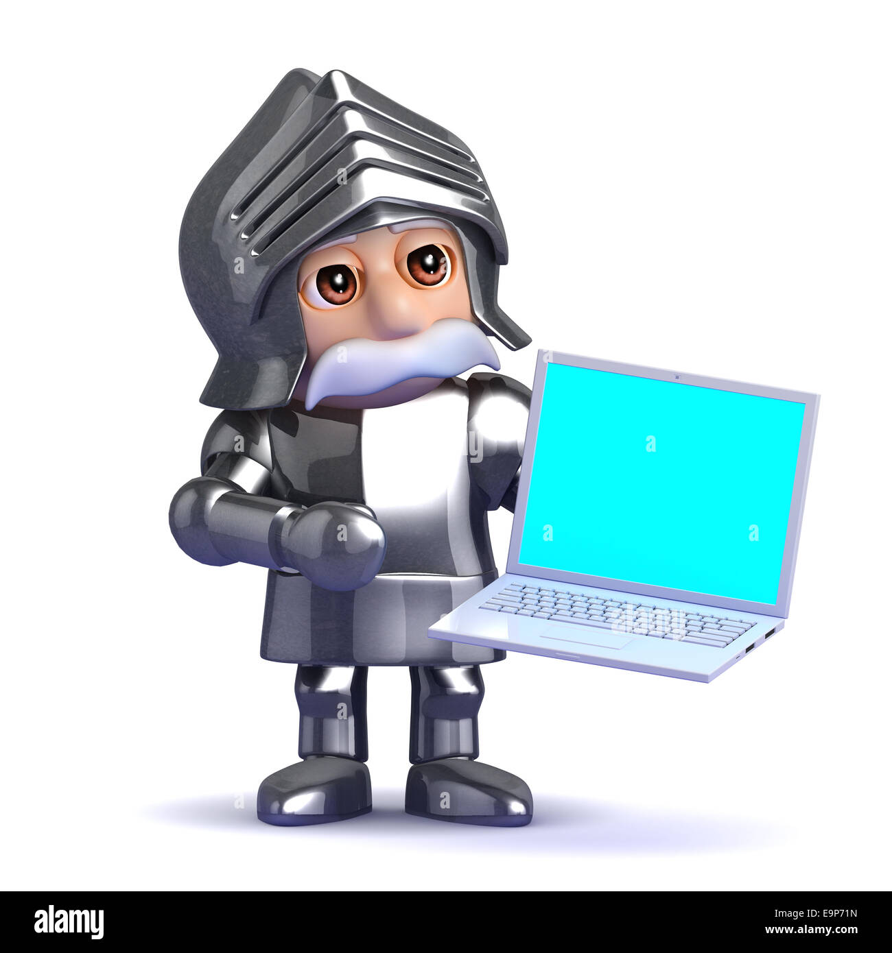 3d render of a knight holding a laptop Stock Photo - Alamy